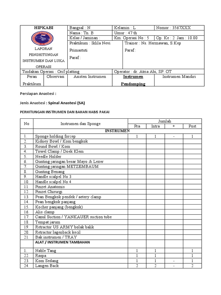 Durasi Operasi ORIF dan Persiapan | PDF | Sains & Matematika