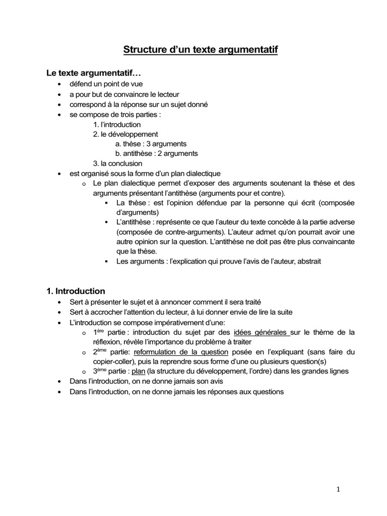 Structure Texte Argumentatif | PDF