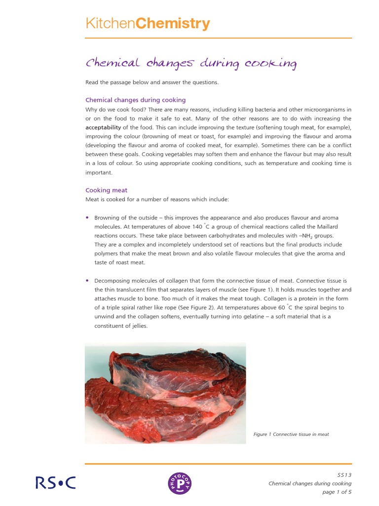 Chemical Reactions During Cooking | PDF | Chemical Reactions | Cooking