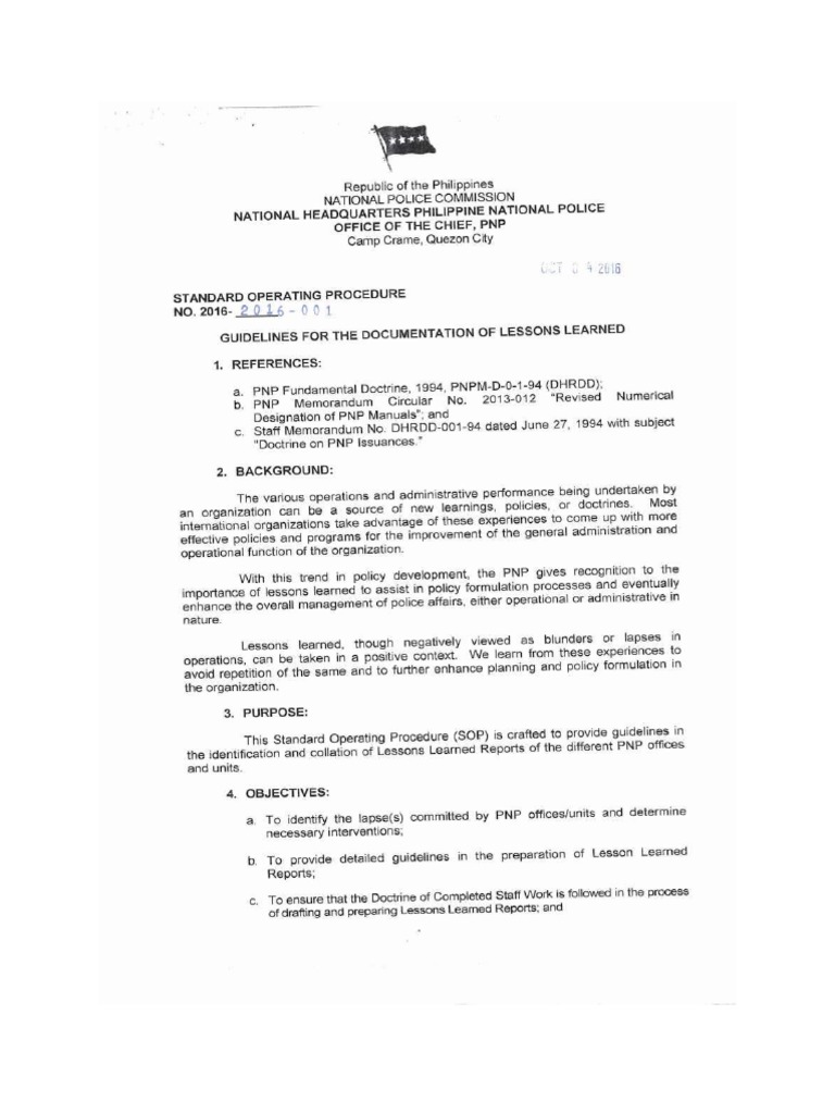 PNP Sop 2016-001 | PDF