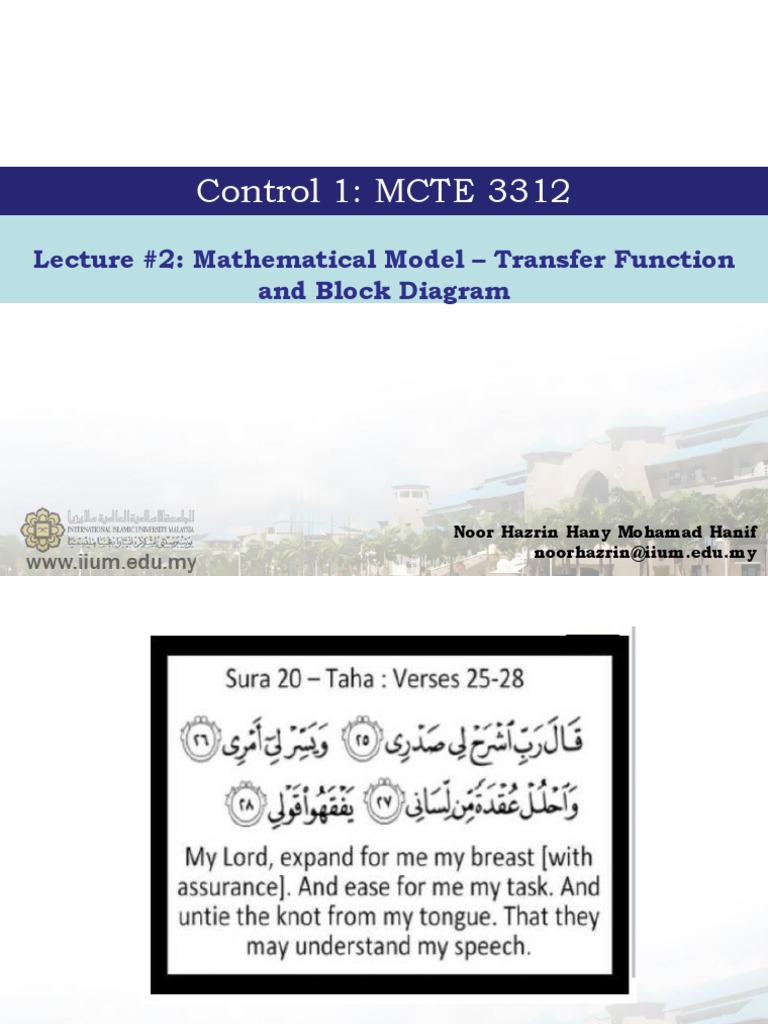 Lecture 2 - Mathematical Model - Transfer Function and Block Diagram | Download Free PDF ...