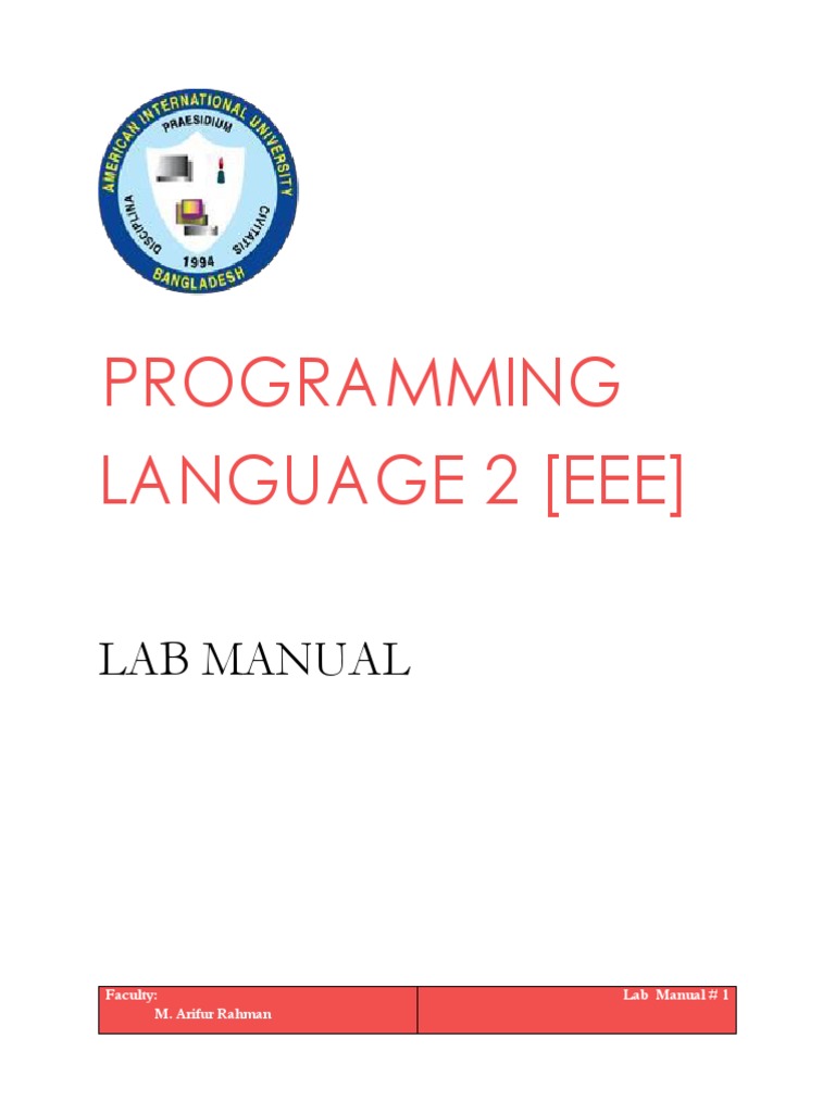 Programming Language 2 (Eee) : Lab Manual | PDF | Variable (Computer ...