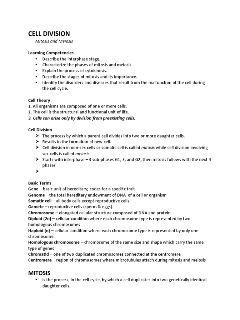 Cell Division: Mitosis and Meiosis | PDF | Meiosis | Mitosis