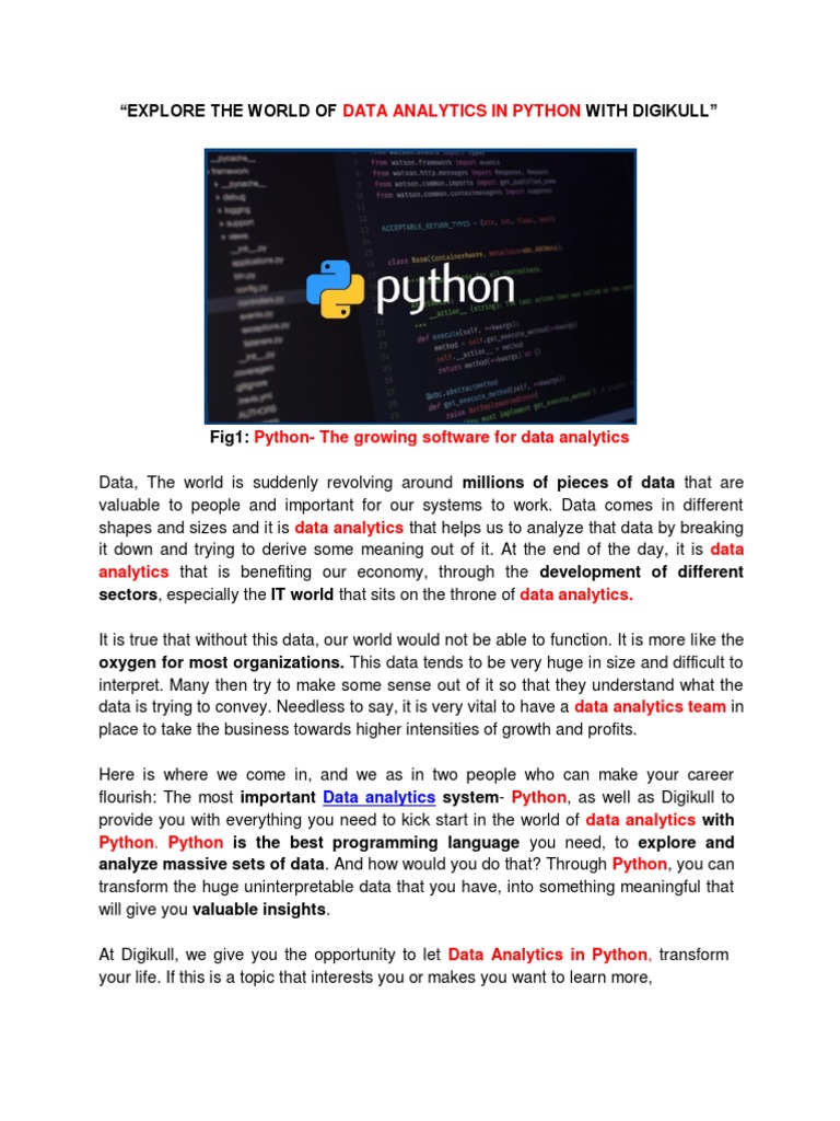 Explore The World of Data Analytics in Python With Digikull | PDF ...