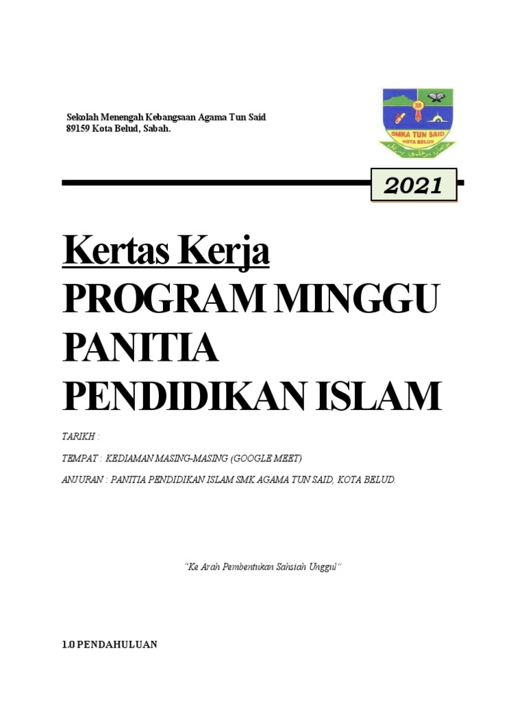 Kertas Kerja Program Minggu Pendidikan Islam | PDF