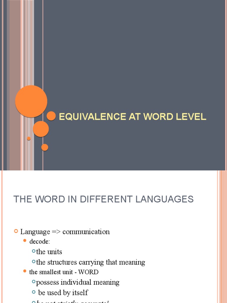 Chapter 2 - EQUIVALENCE AT WORD LEVEL | PDF | Word | Linguistics
