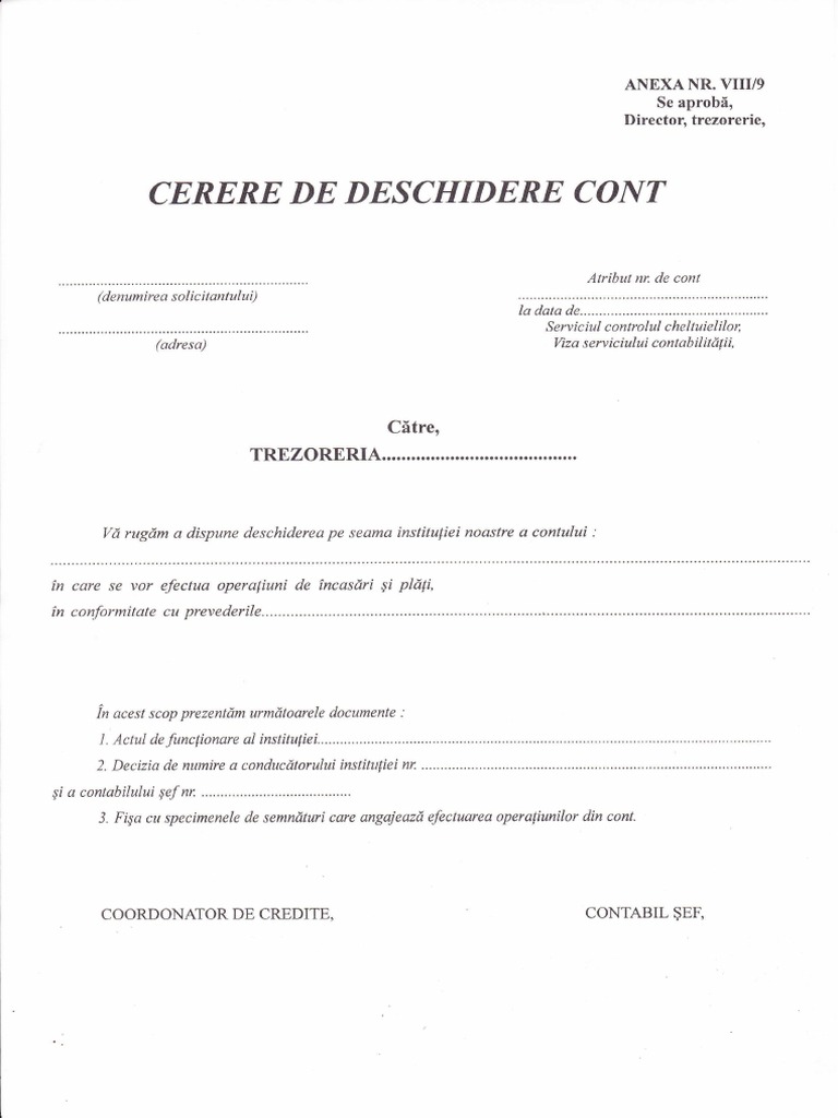 Cerere Deschidere Cont | PDF