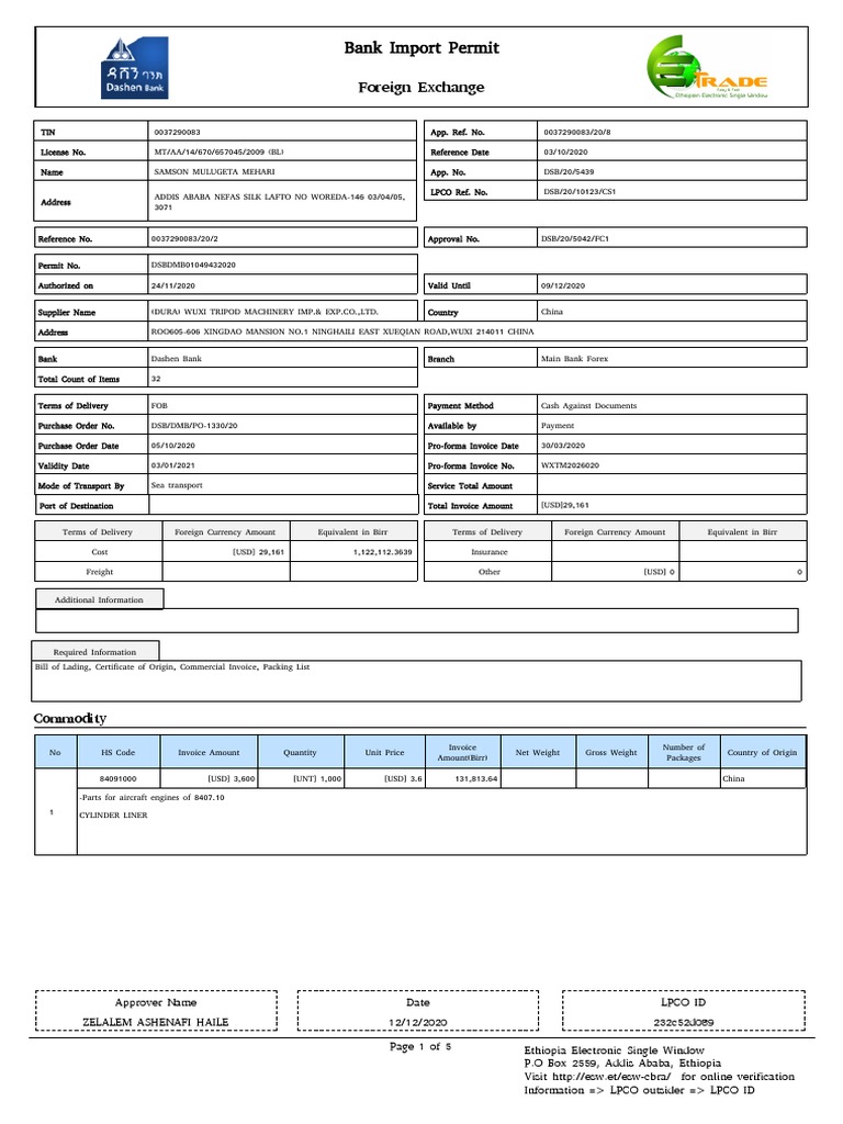 Bank Import Permit: Foreign Exchange | PDF | Piston | Engines