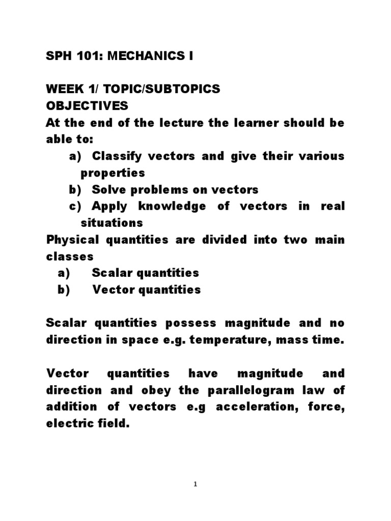 Vector and Scalar Quantities | PDF | Euclidean Vector | Mathematical ...