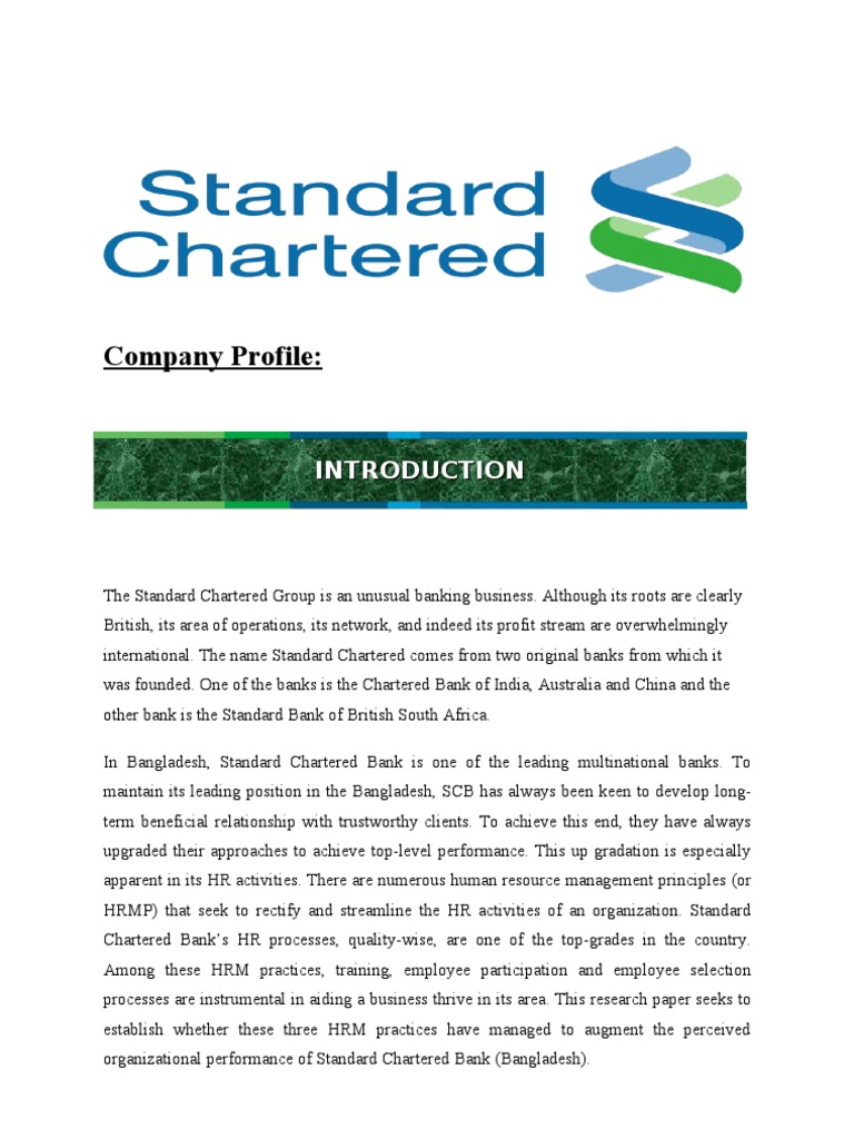 Standard Chartered Bank Profile | PDF | Banks | Mergers And Acquisitions