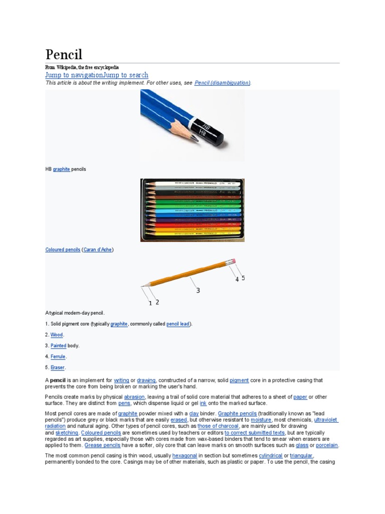 Pencil: Jump To Navigation Jump To Search | PDF | Pencil | Stationery