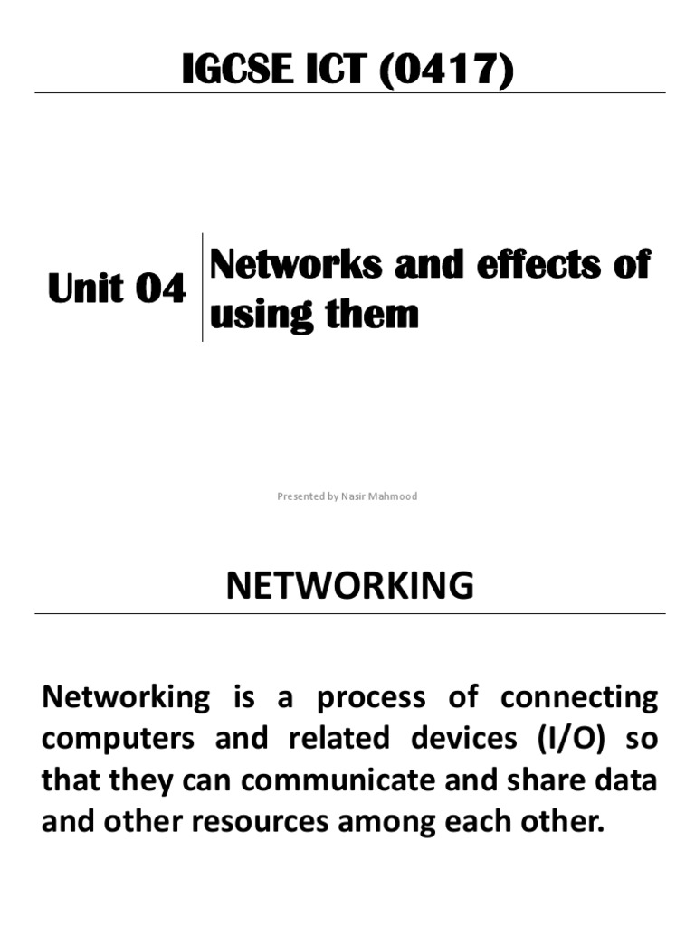 IGCSE ICT (0417) Networks and effects of using them | PDF | Computer ...