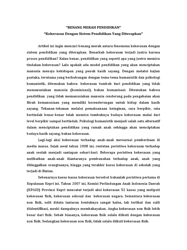 Benang Merah Pendidikan Indonesia | PDF