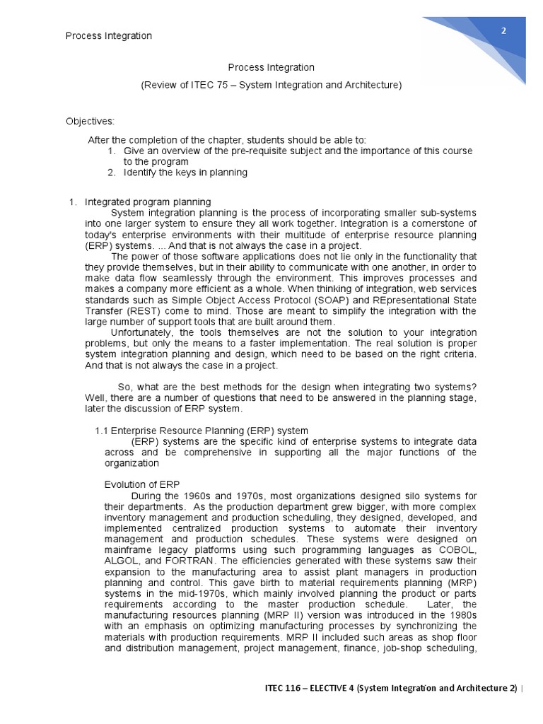 Process Integration | PDF | Enterprise Resource Planning | Information Management