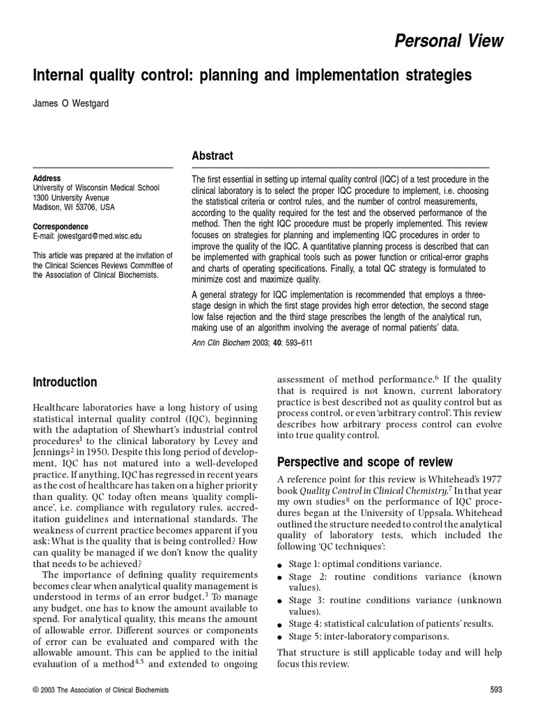 IQC Planning Implementation | PDF | Statistics | Accuracy And Precision