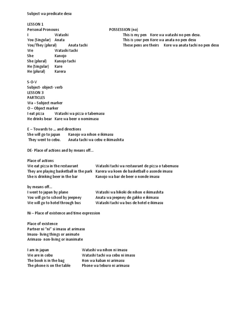 Nihongo Tutorials | PDF