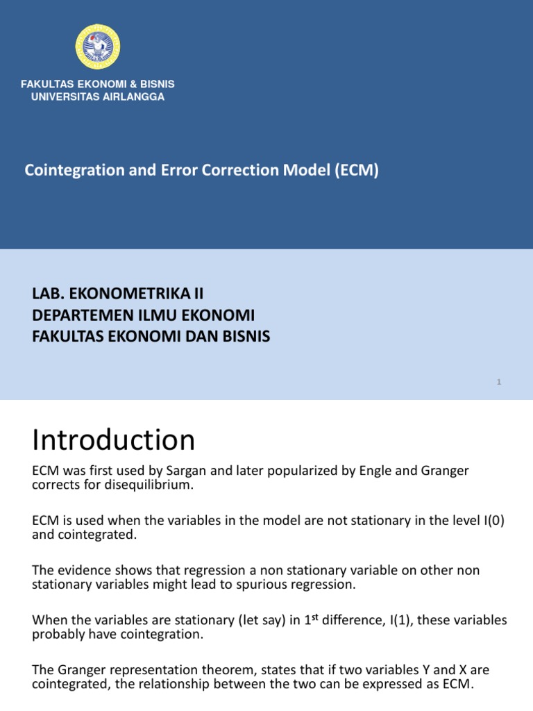 Cointegration & ECM Analysis Guide | PDF | Statistics | Estimation Theory