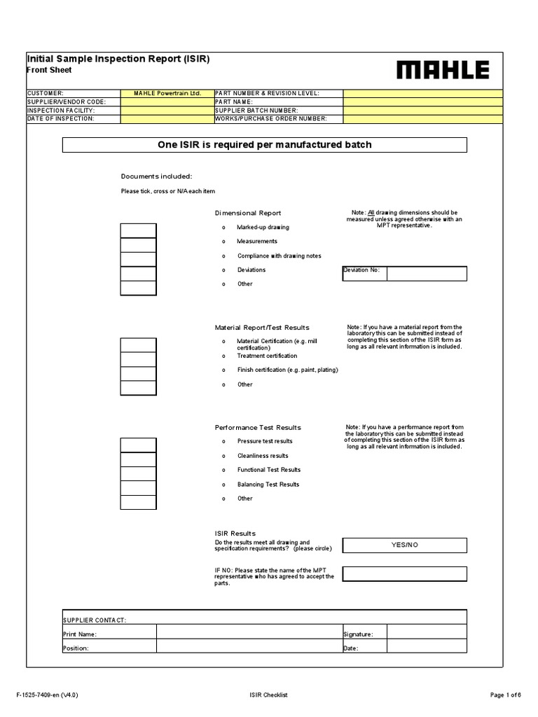 F 1525 7409 en Isir Checklist v4 0 | PDF | Specification (Technical ...
