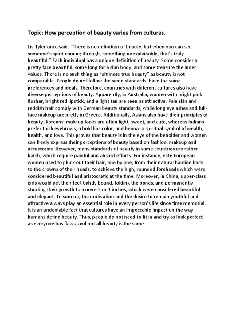 Perceptions of Beauty Vary From Cultures | PDF | Travel