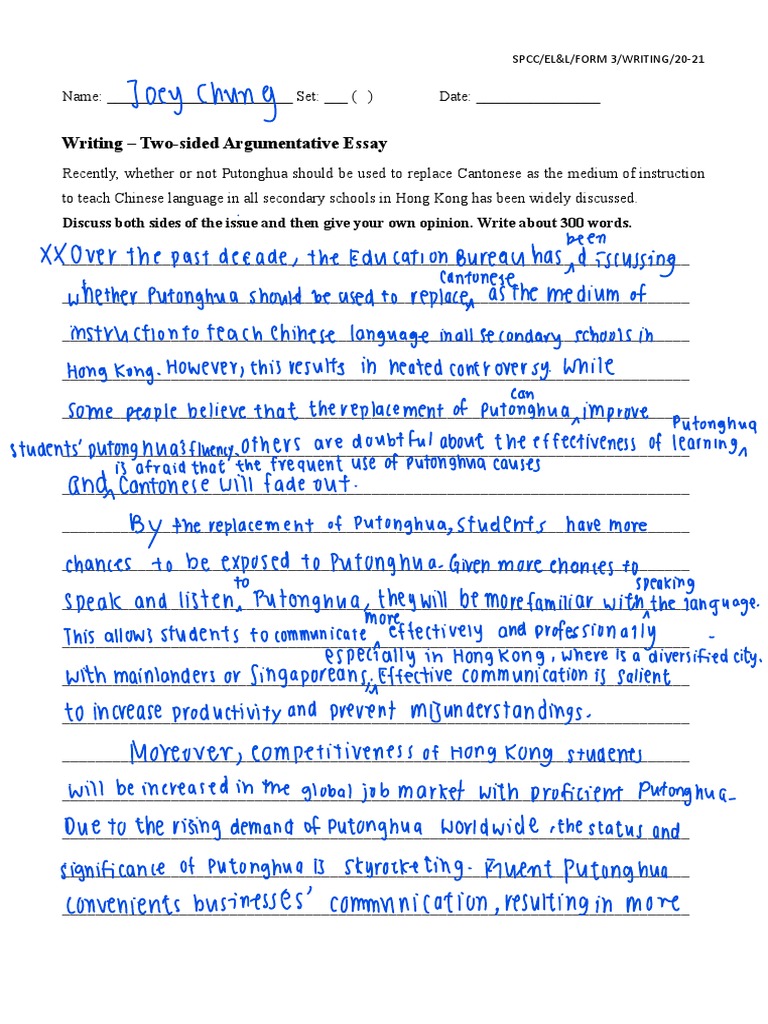 Two-Sided Argumentative Essay Guide | PDF | Linguistics | Languages Of ...