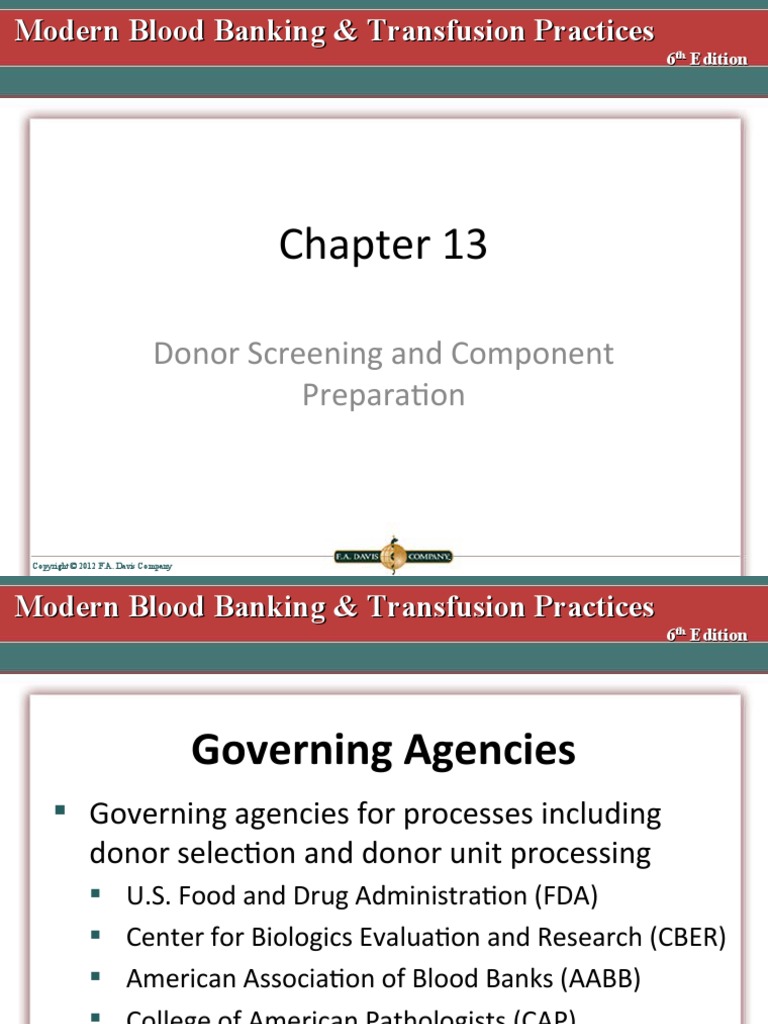 Donor Screening and Component Preparation: 6 Edition | PDF | Blood ...