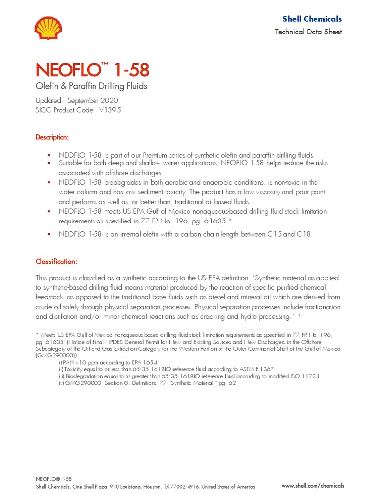 Neoflo 1-58: Olefin & Paraffin Drilling Fluids | PDF | Petroleum | Oil Well