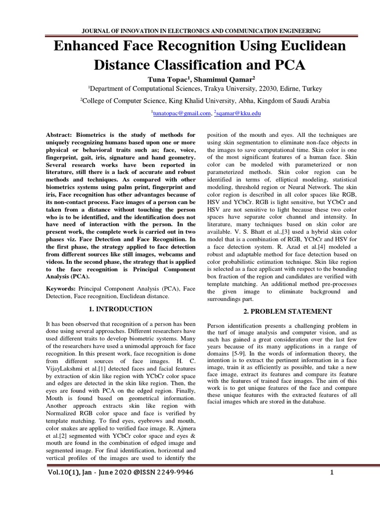 Enhanced Face Recognition Using Euclidean Distance Classification and ...