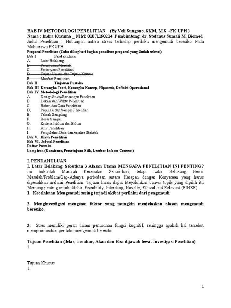 Format Pembuatan Proposal Sample Size | PDF