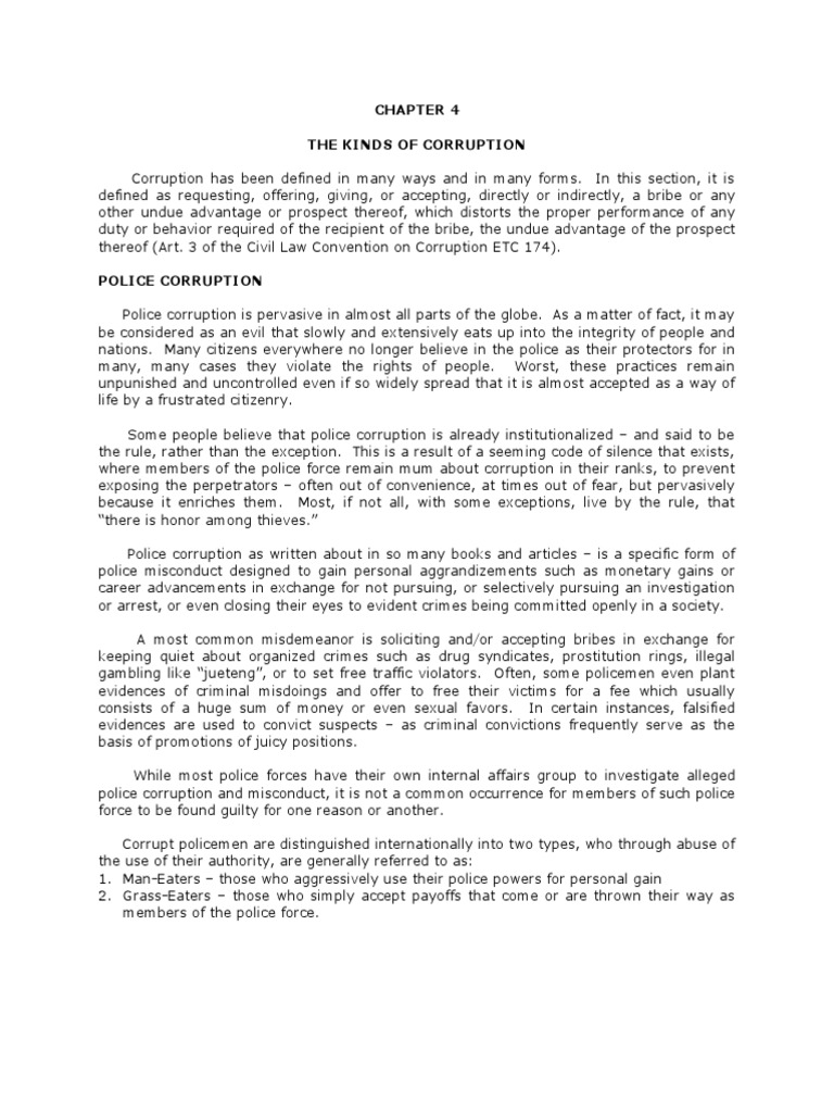 Lecture 4 - Different Kinds and Types of Corruption | PDF | Bribery ...
