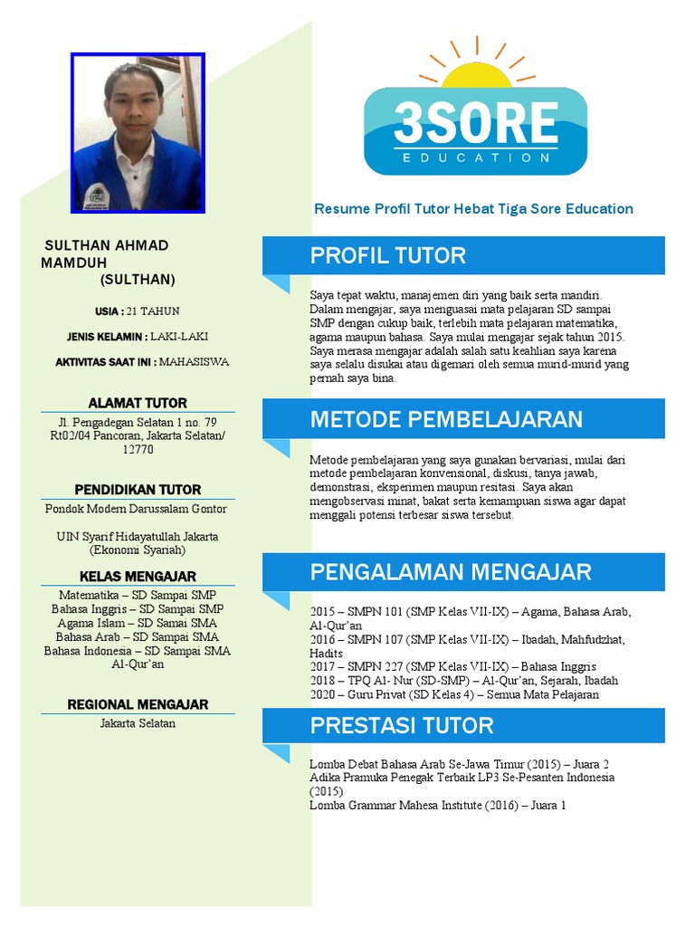 CV Terintegrasi 3SORE EDU | PDF