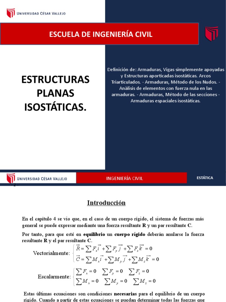 Estructuras Planas Isostaticas | PDF | Fuerza | Ecuaciones