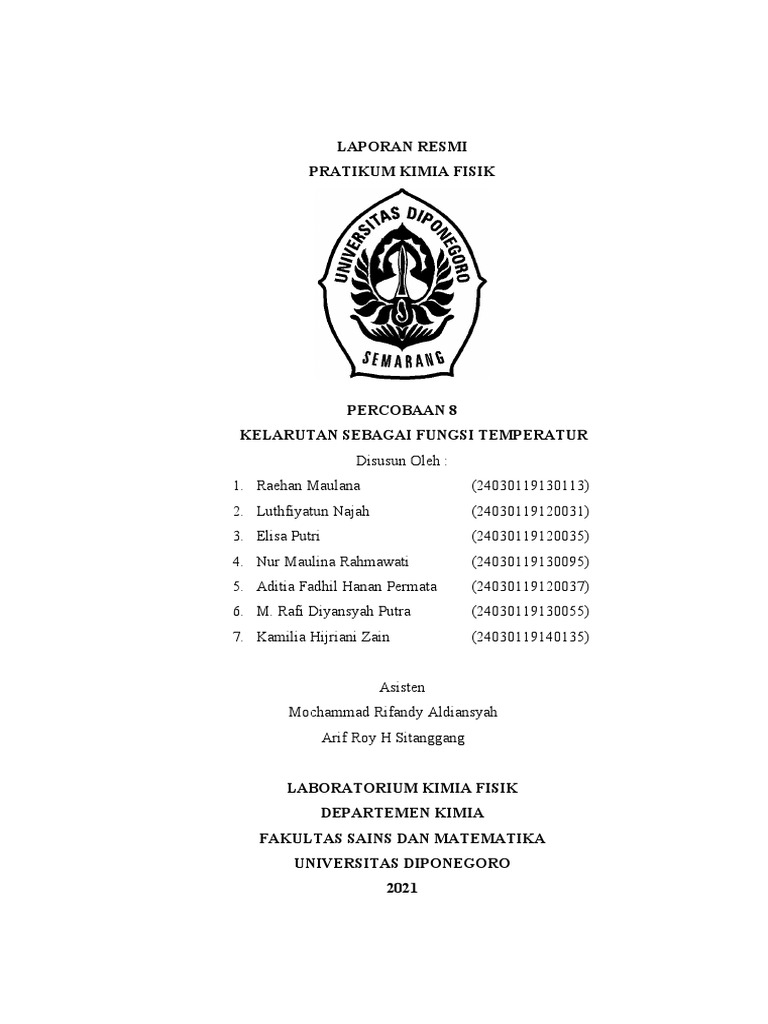 Laporan P8 - Kelompok 9 - Rev1 | PDF | Sains & Matematika