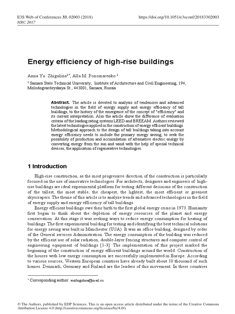 Energy Efficiency of High-Rise Buildings | PDF | Leadership In Energy ...