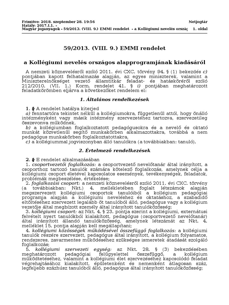59 2013.+ (VIII.+9.) +EMMI+rendelet | PDF