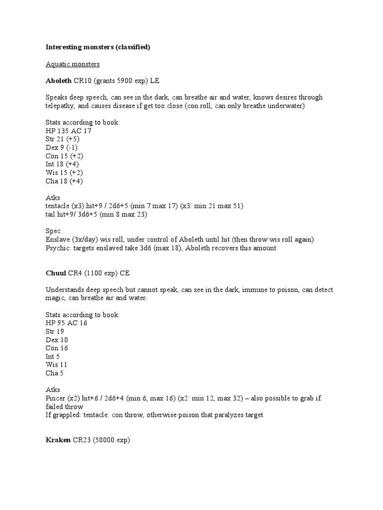 Interesting Monsters | PDF