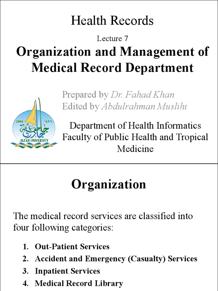 Health Records: Organization and Management of Medical Record ...