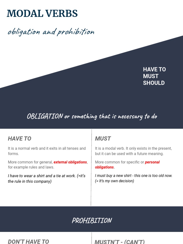 MODAL VERBS Obligation and Prohibition | PDF
