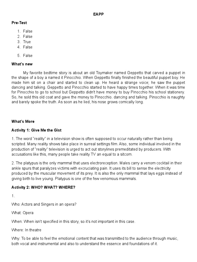 EAPP - Module 2 (SUMMARIZING) | PDF | Pinocchio