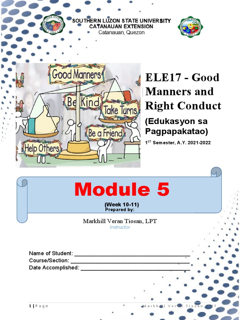 Module 5 - Good Manners and Right Conduct | PDF | Value (Ethics) | Family