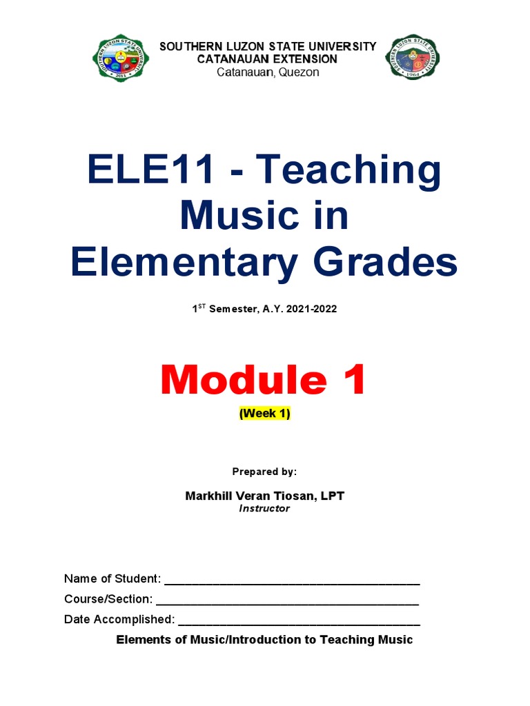 Module 1 - Teaching Music To Elementary Grades | PDF | Sound | Music Theory