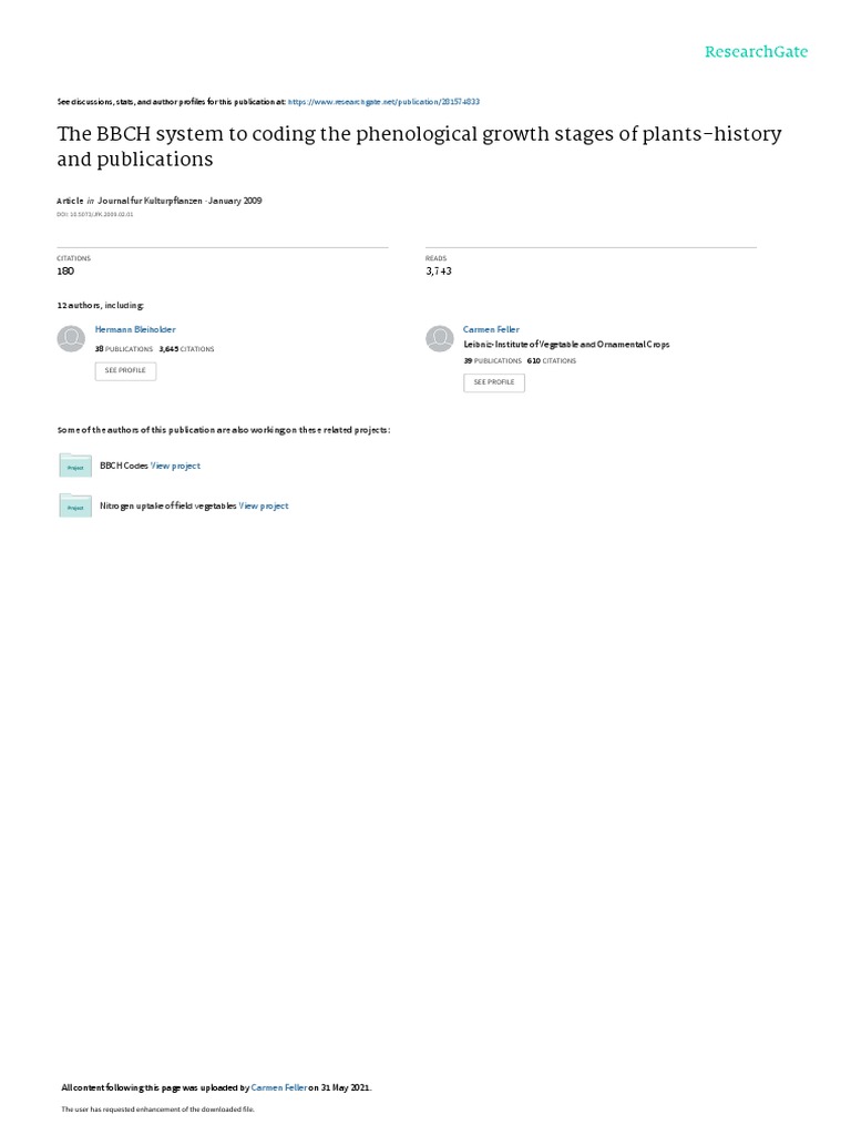 BBCH scale coding phenological growth stages | PDF | Cucurbita | Cabbage