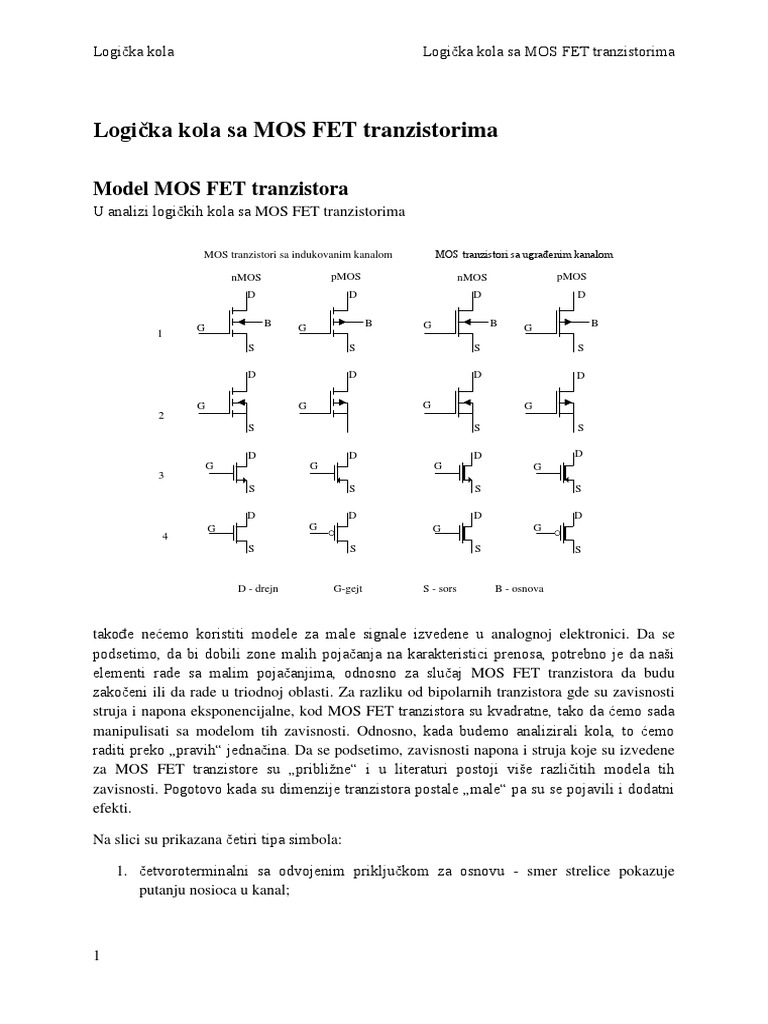 Logicka Kola Sa MOS FET Tranzistorima | PDF