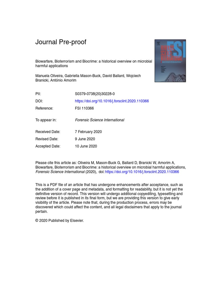 Journal Pre-Proof: Forensic Science International | PDF | Biological ...