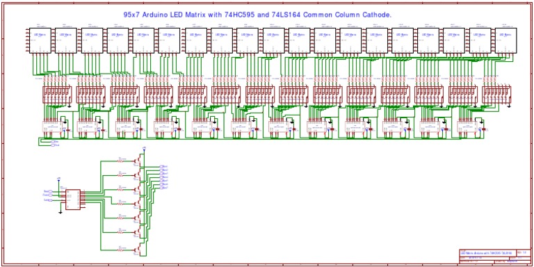 95x7 Arduino LED Matrix With 74HC595 and 74LS164 Common Column Cathode ...