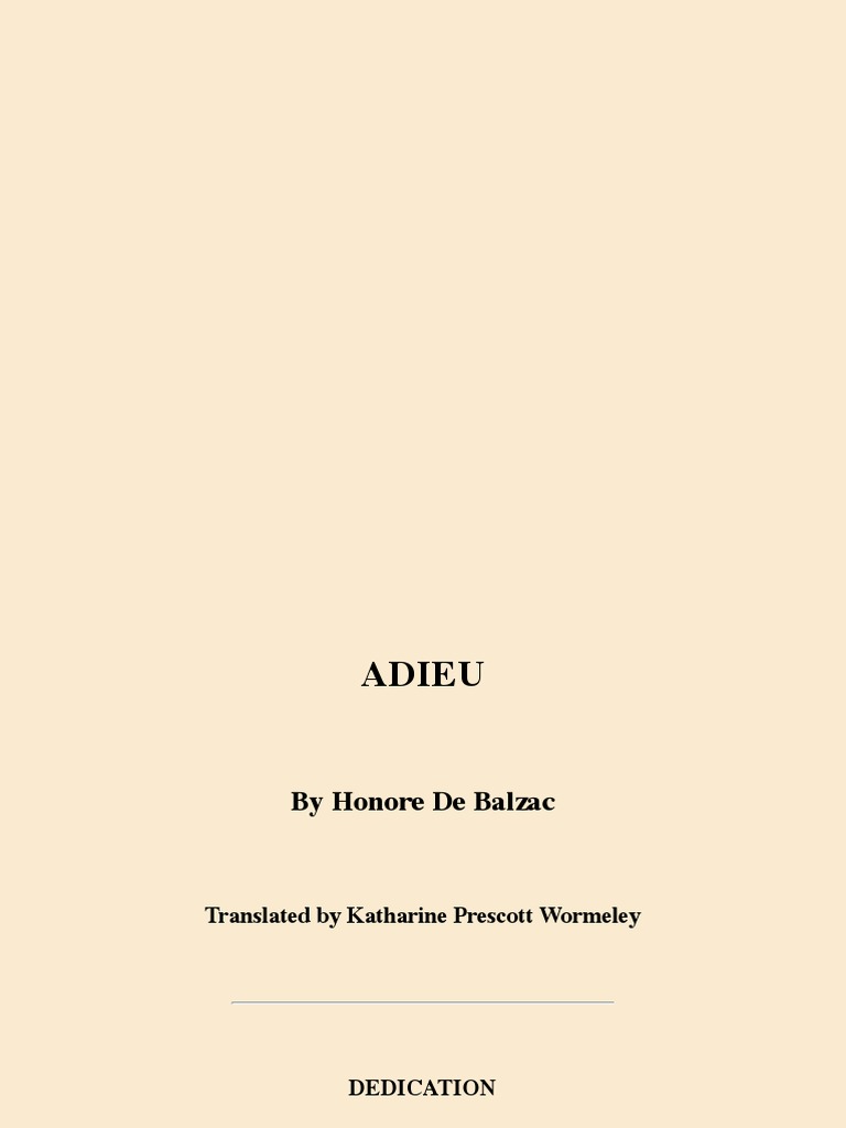 Adieu, by Honore de Balzac | PDF