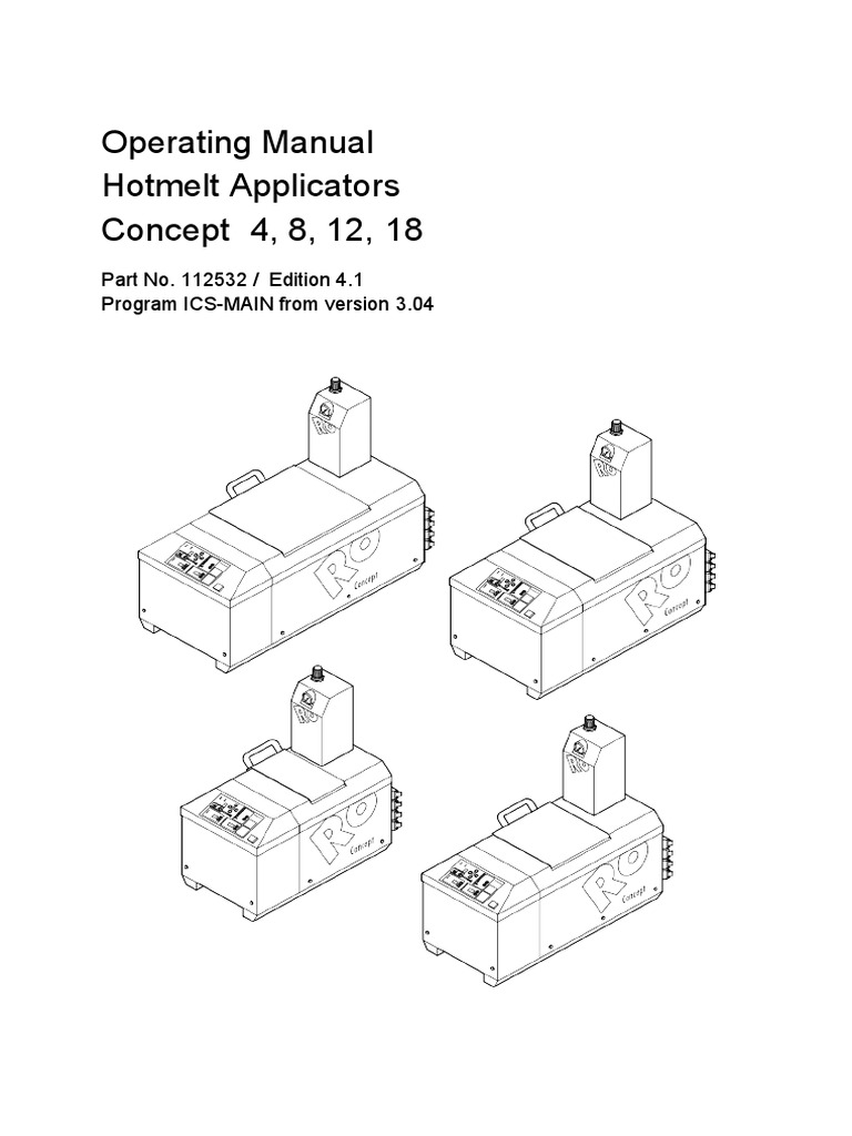 Operating Manual Hotmelt Applicators Concept 4, 8, 12, 18 | PDF | Burn ...