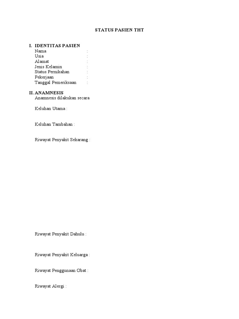 Form Status Pasien THT | PDF
