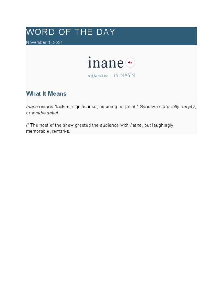 Inane: Word of The Day | PDF | Art