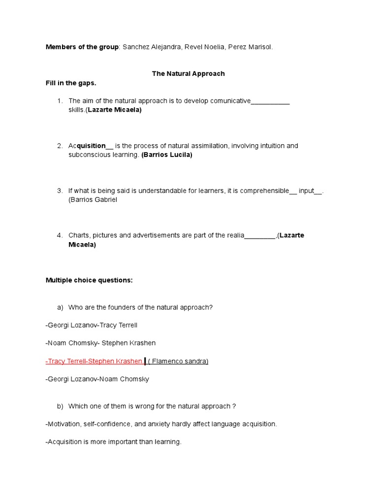 The Natural Approach | PDF | Second Language Acquisition | Language ...