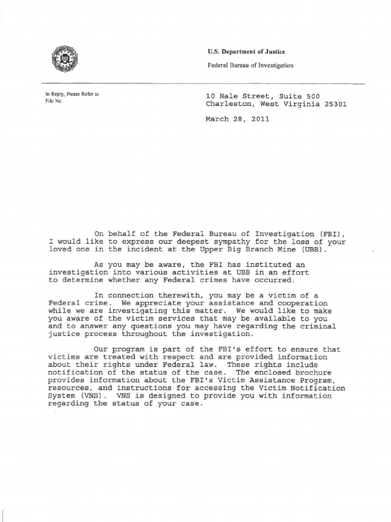 FBI Victim Noification Letter | PDF